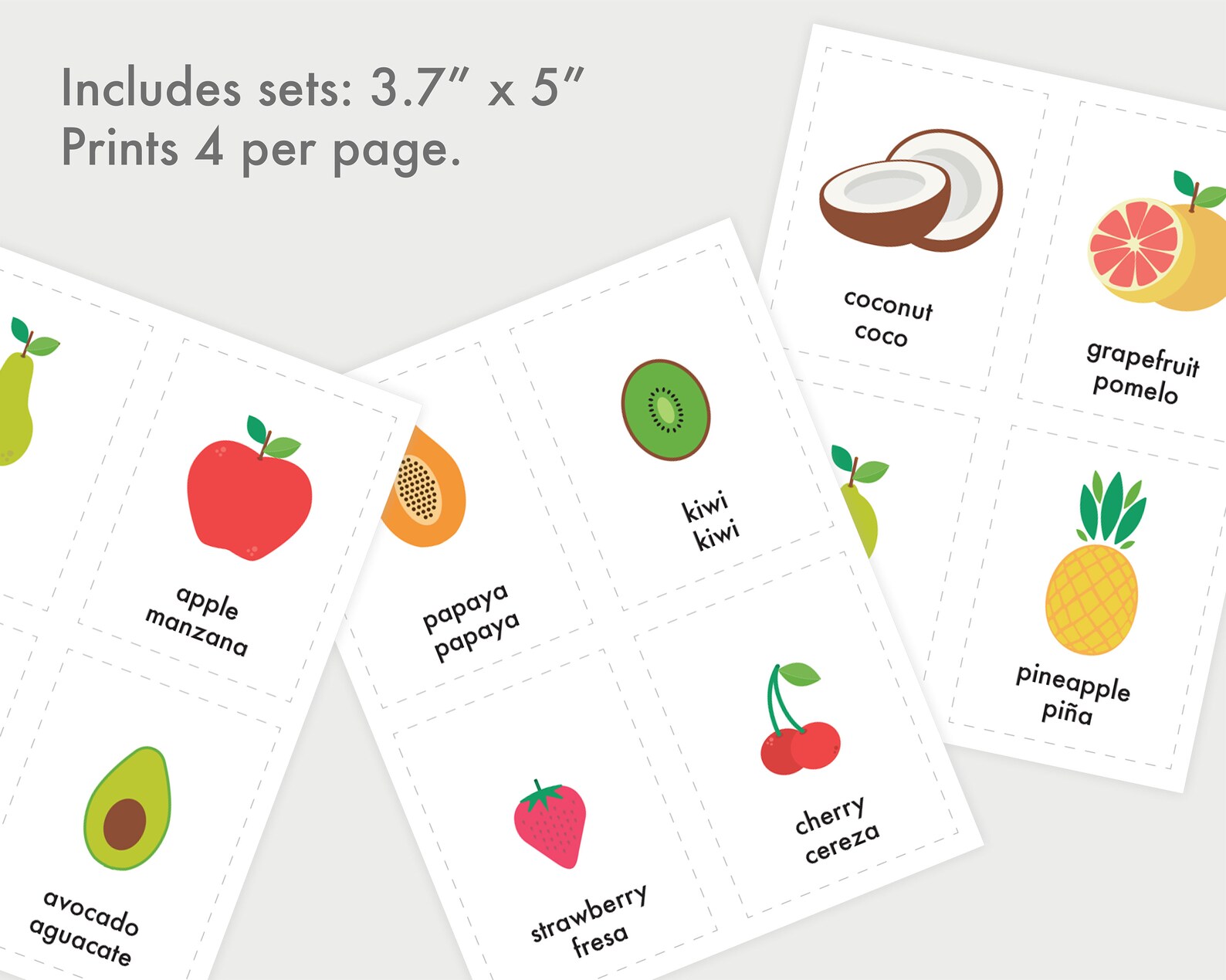 Bilingual English - Spanish Fruit Learning Flashcards | Bilingual ...