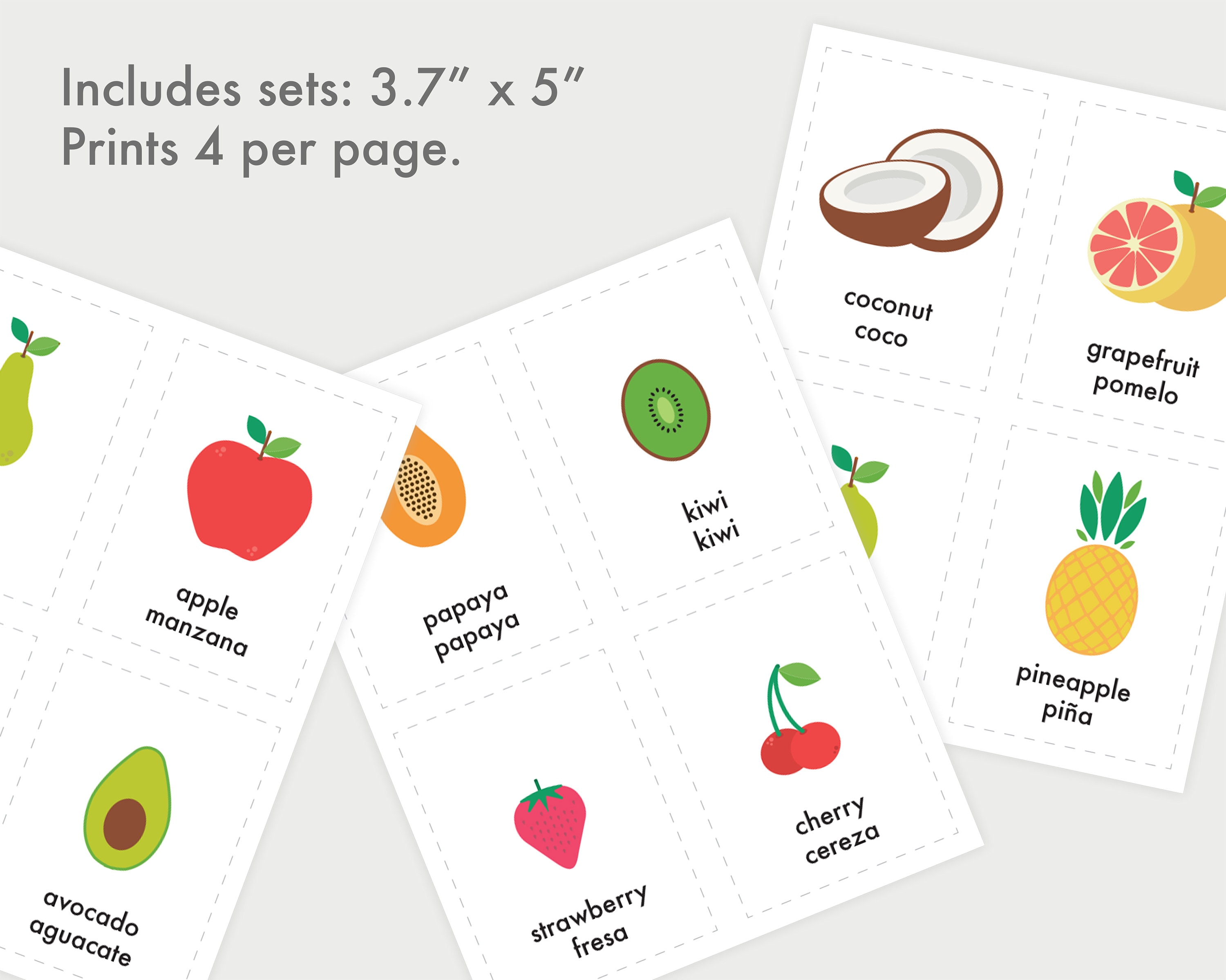 Bilingual English - Spanish Fruit Learning Flashcards | Bilingual ...