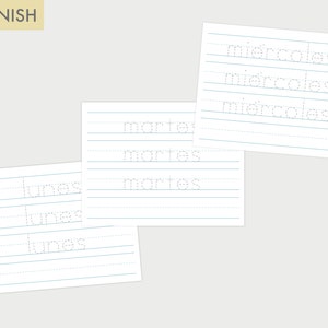 Spanish Days of the Week Tracing Worksheet | Spanish Days of the Week ...