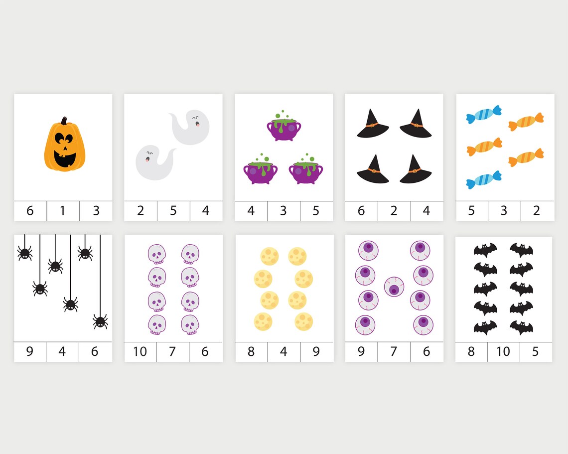 Numbers 1-10 Halloween Count and Clip Activity | Homeschool Halloween ...