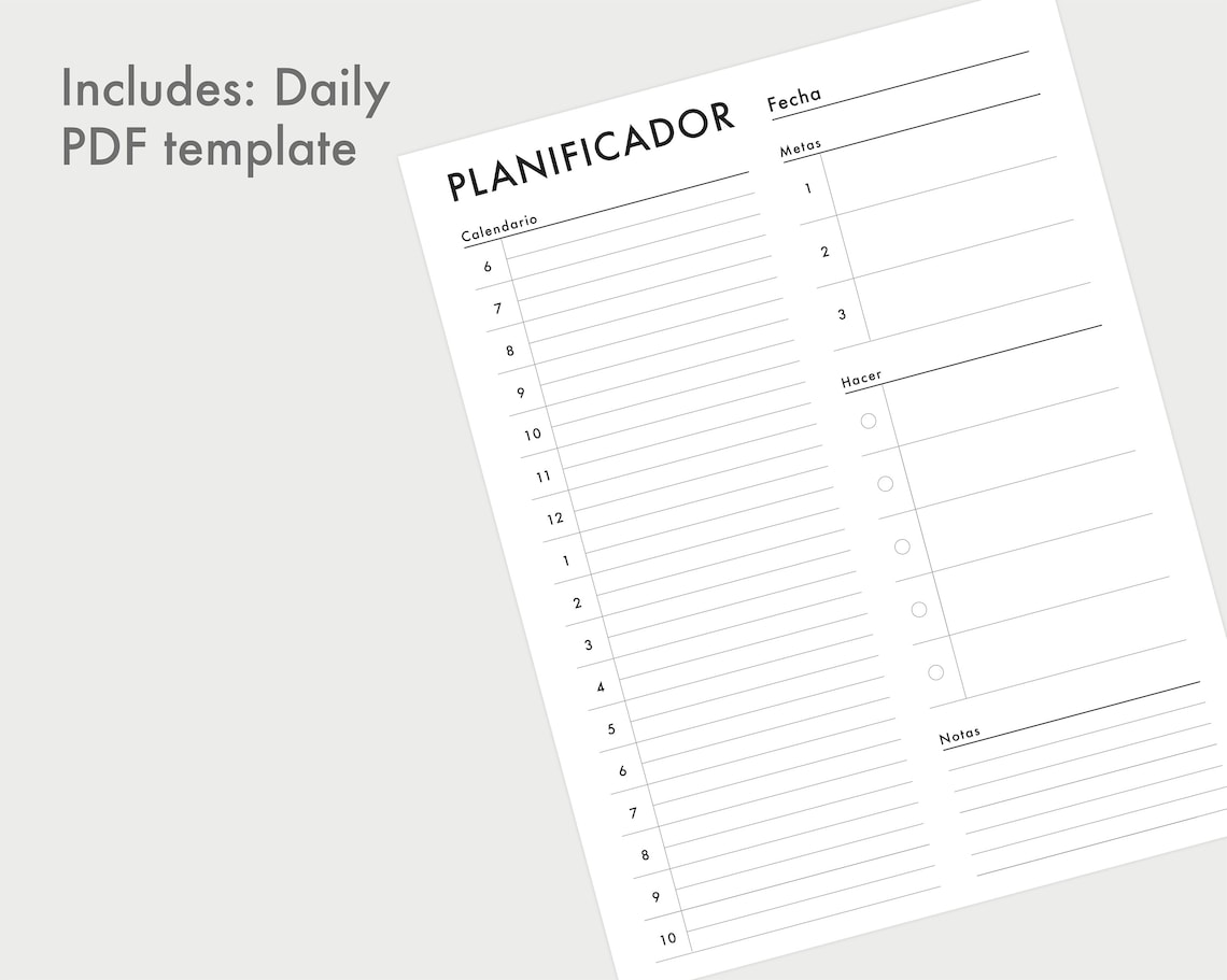 Spanish Daily Planner Spanish Printable Daily Planner Spanish Printable ...
