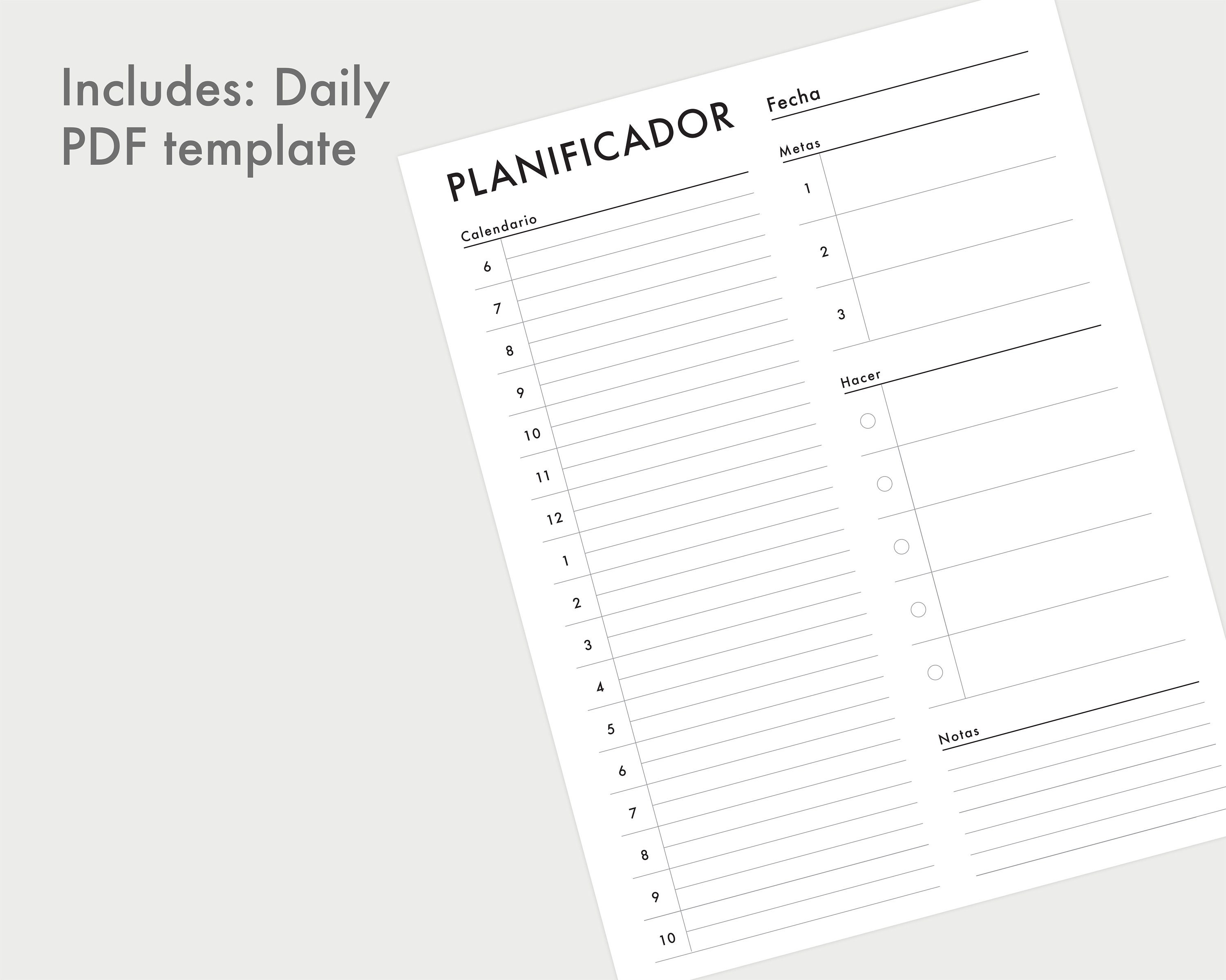 Spanish Daily Planner | Spanish Printable Daily Planner | Spanish ...