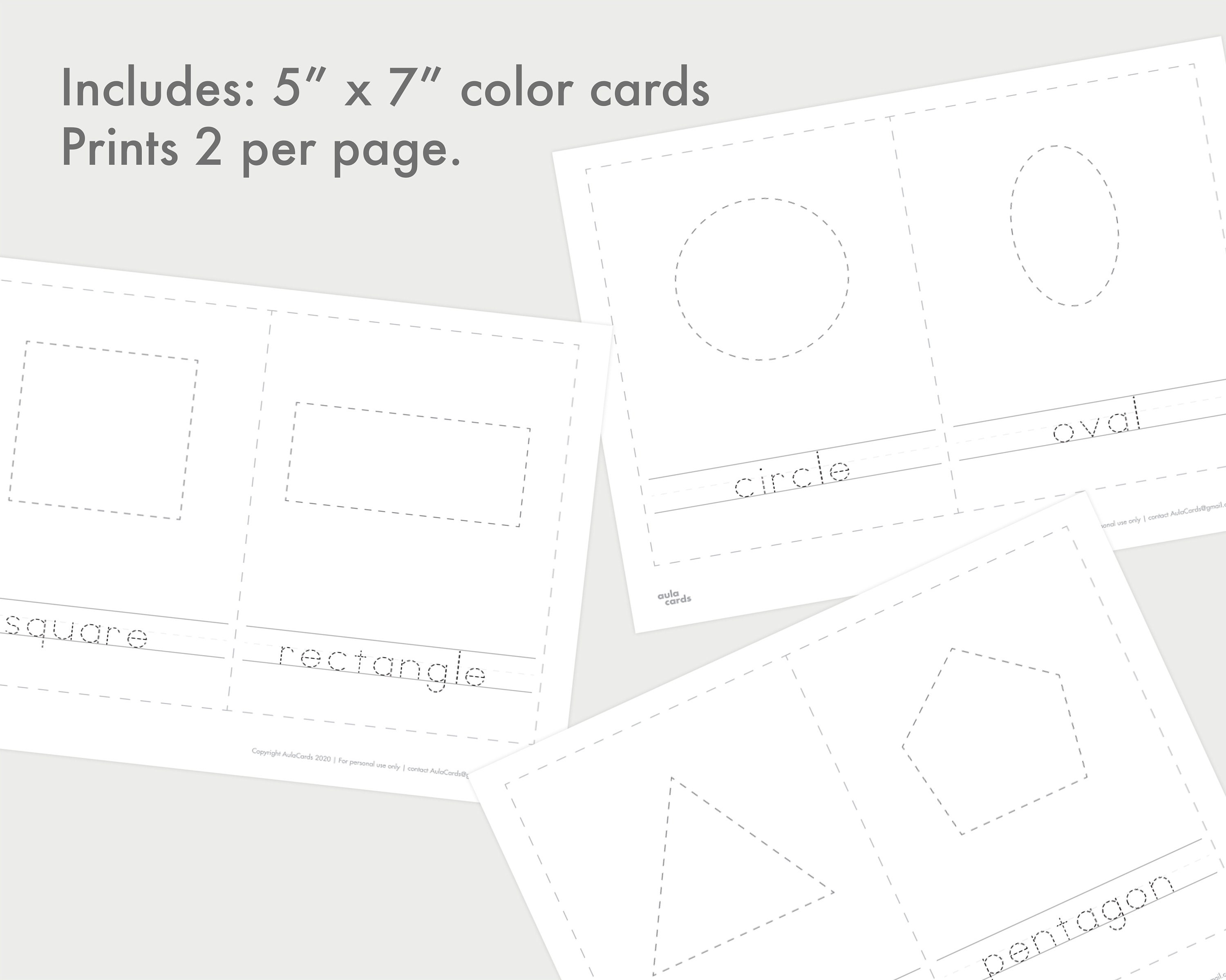 Traceable English Shape and Word | Montessori Flashcards | Childcare ...