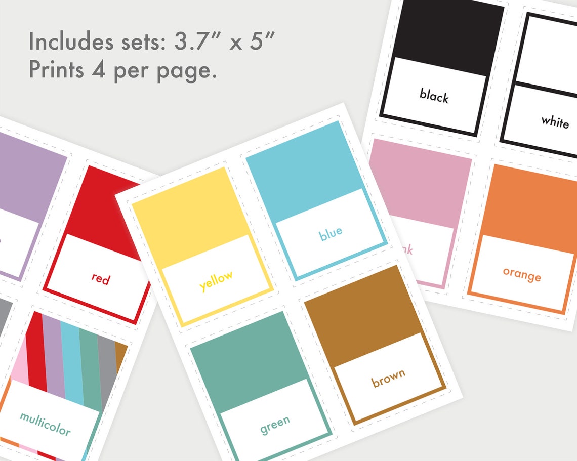 English Montessori Color Flashcards Color Learning Cards Toddler ...