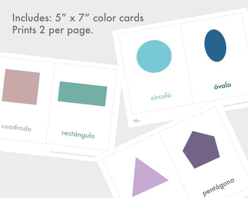 Spanish Shapes Montessori Flashcards | Childcare Center Printable Cards ...