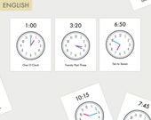 Analog Telling Time Flashcards Homeschool Resources Learning - Etsy