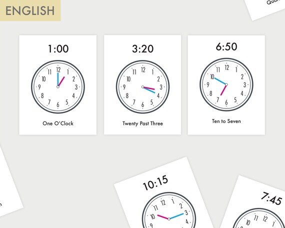 Analog Telling Time Flashcards Homeschool Resources Learning | Etsy