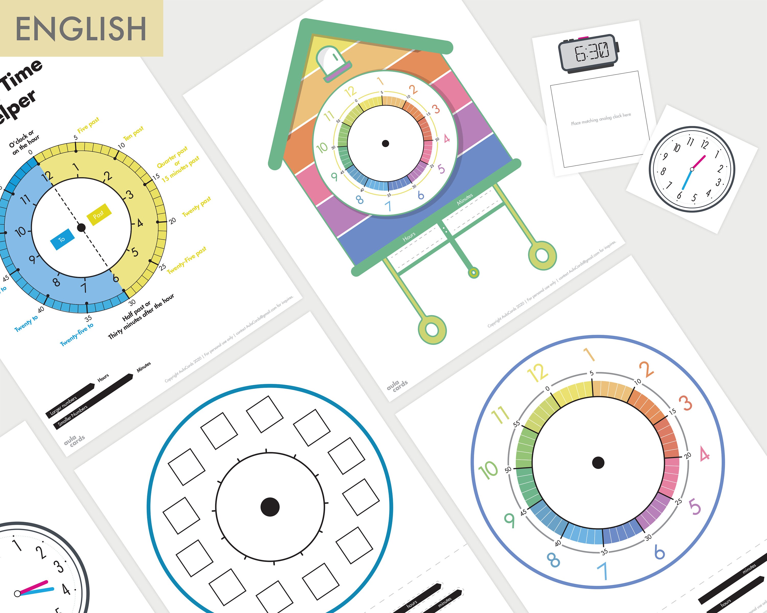 Learn to Tell Time Homeschool Bundle Analog Telling Time Flashcards ...