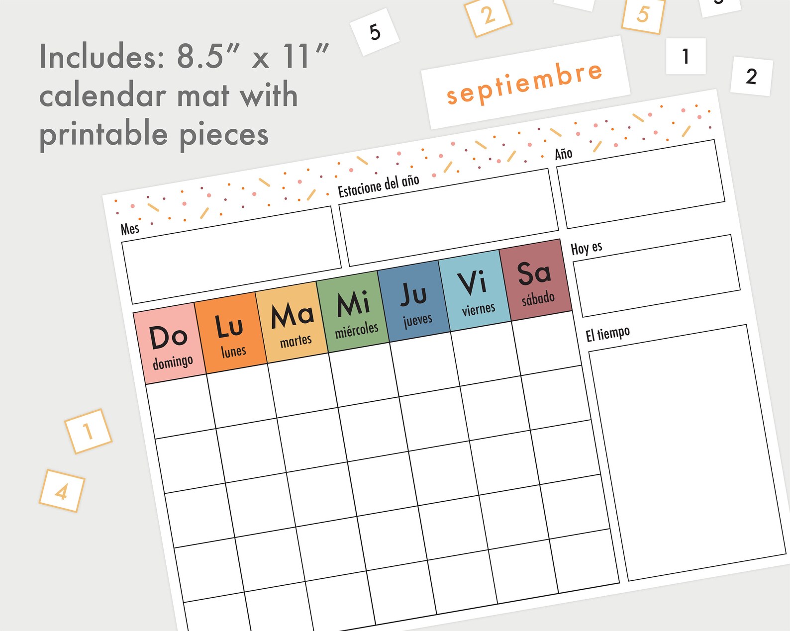Circle-time Spanish Morning Kids Calendar | Circle Time Printable ...