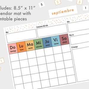 Circle-time Spanish Morning Kids Calendar | Circle Time Printable ...