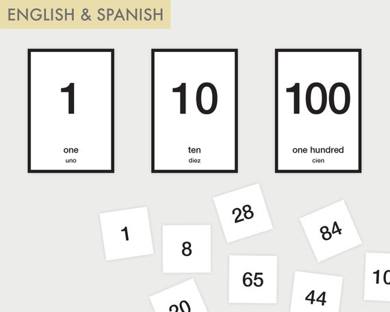 Printable Bilingual Number Flashcards Mini counting cards | Etsy
