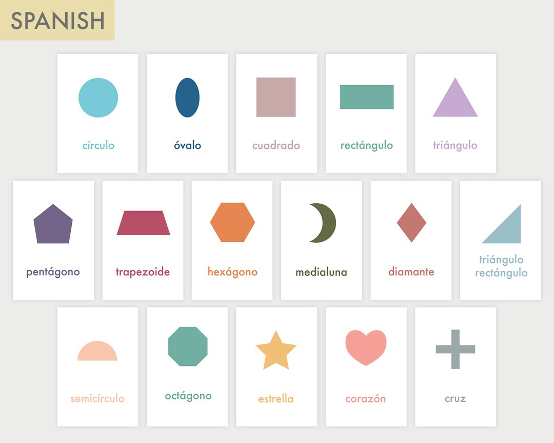 Spanish Shapes Montessori Flashcards | Childcare Center Printable Cards ...