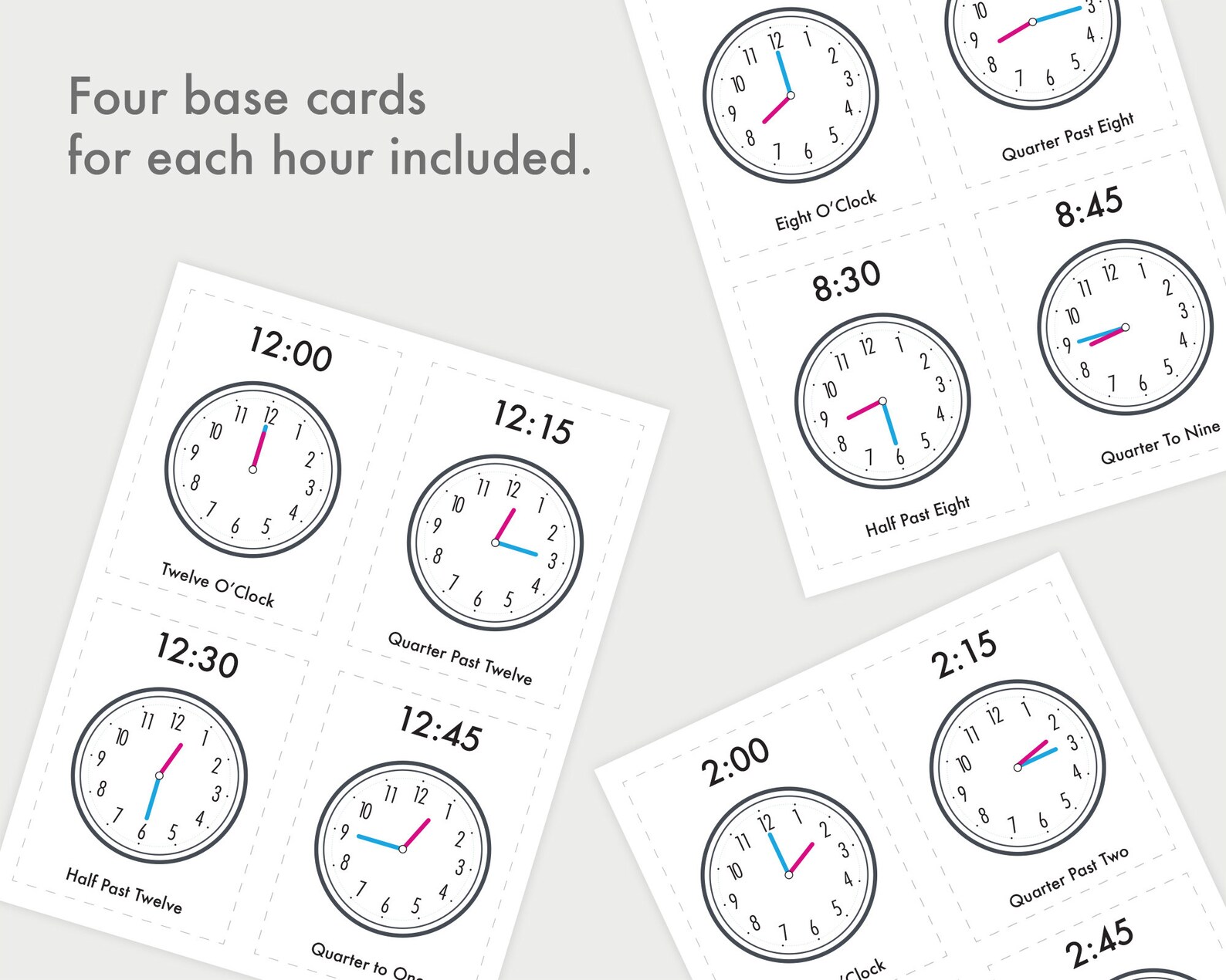 Analog Telling Time Flashcards | Homeschool Resources Learning ...