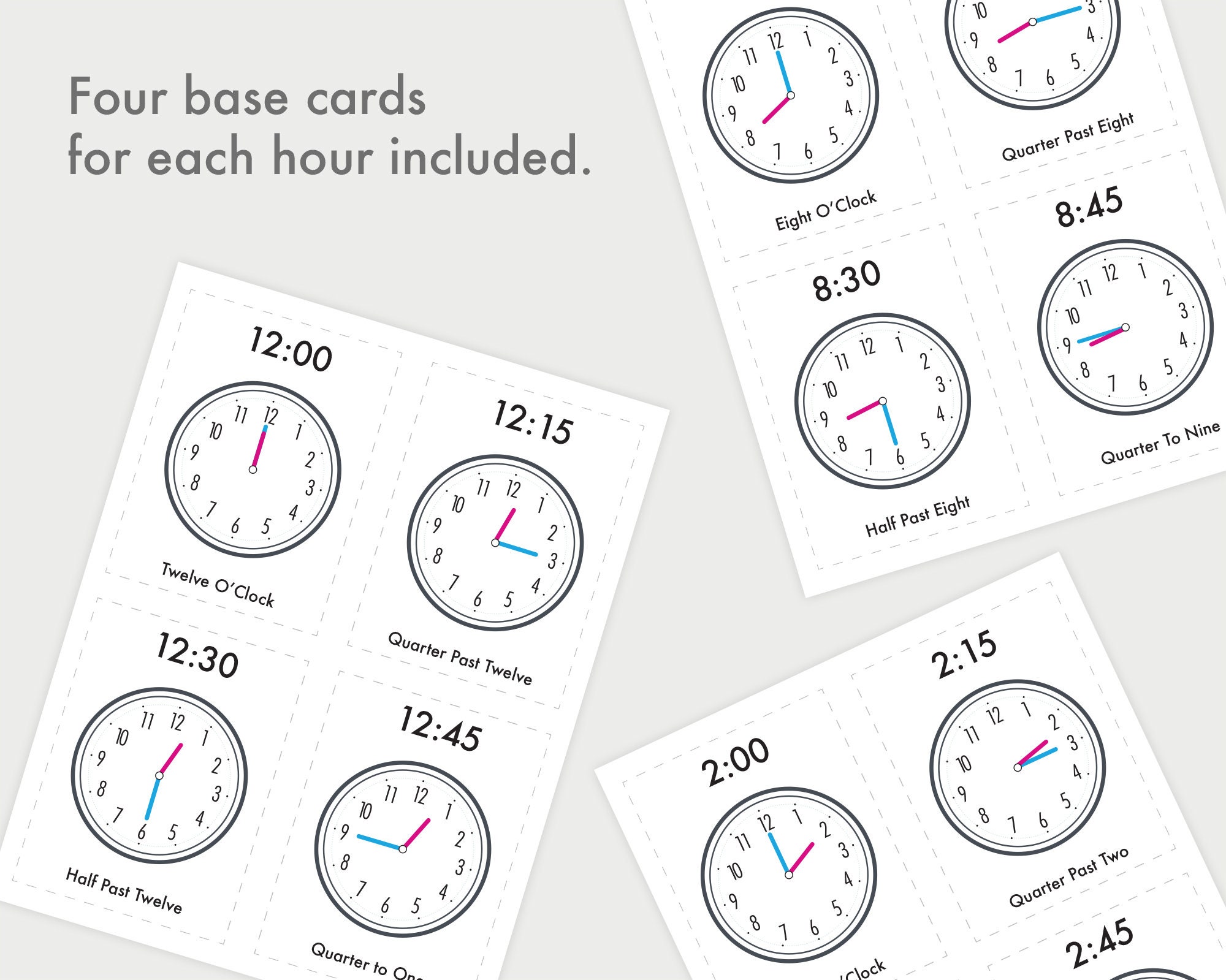 Analog Telling Time Flashcards | Homeschool Resources Learning ...