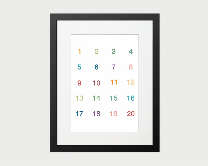 Printable Number 1-20 Chart | Number Poster | Number Chart | Kids Wall ...