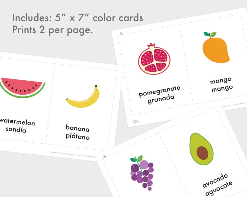 Bilingual English - Spanish Fruit Learning Flashcards | Bilingual ...