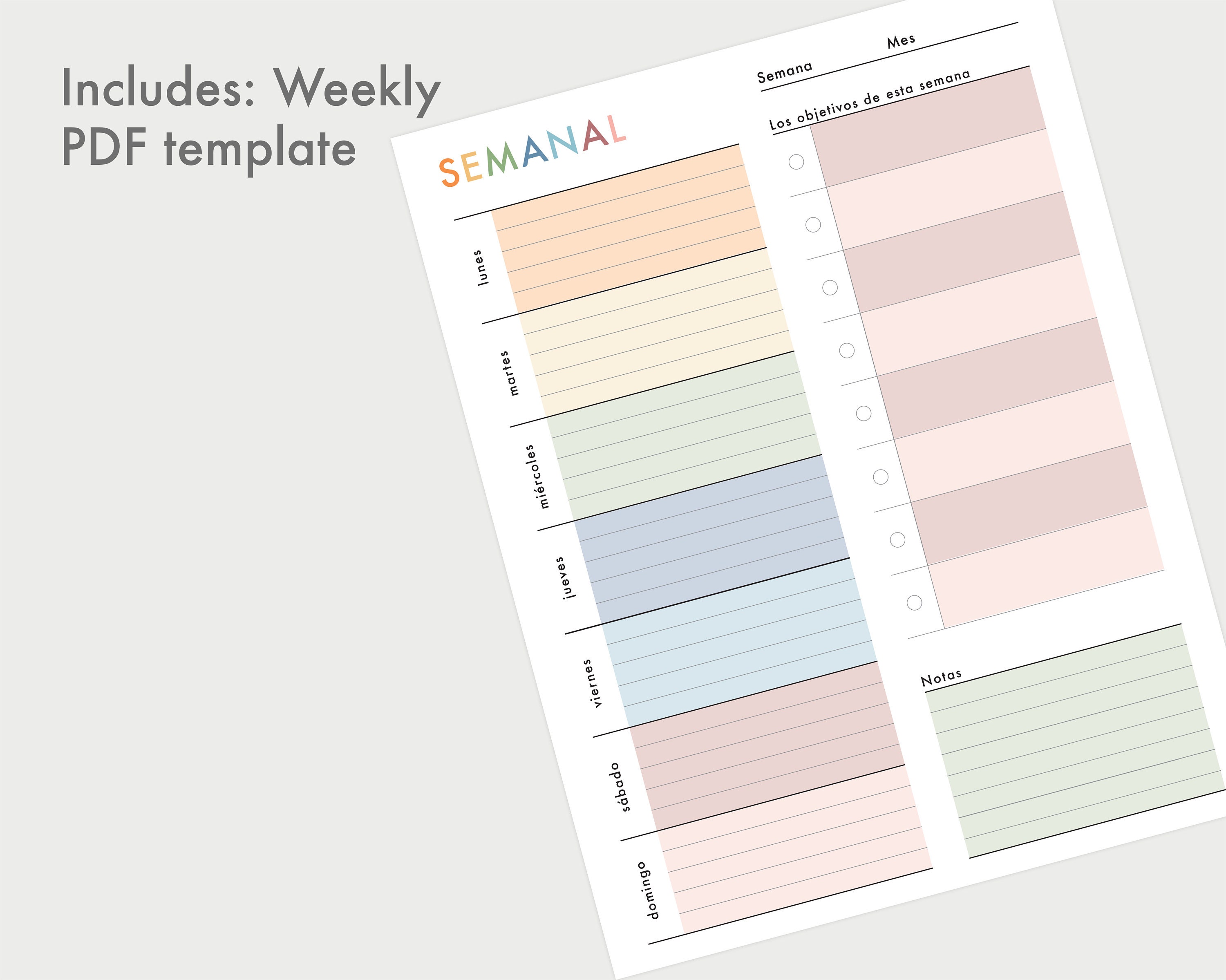 Spanish Daily Color Planner Spanish Printable Daily Planner Spanish ...