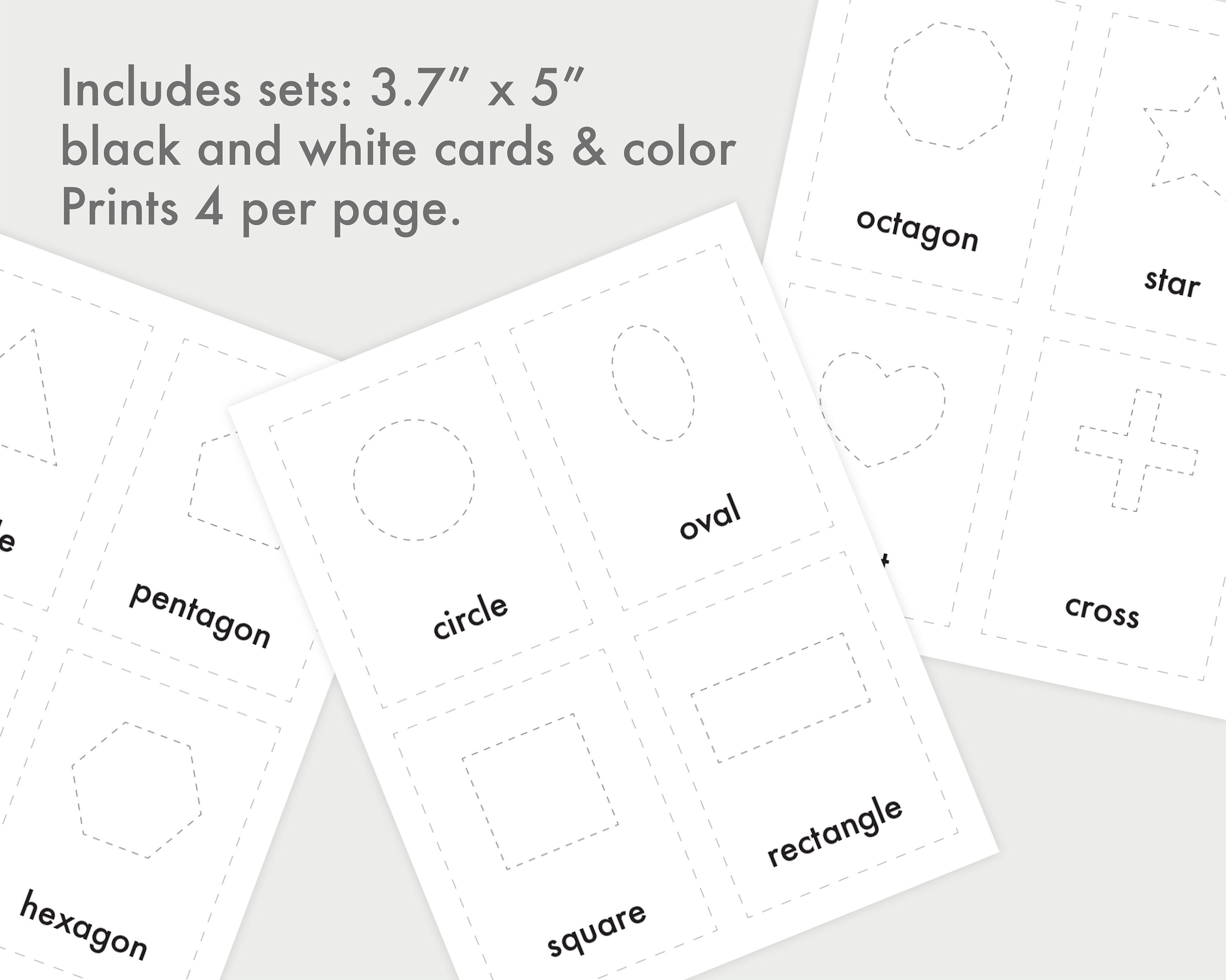 Traceable Shape English Montessori Flashcards | Childcare Center ...