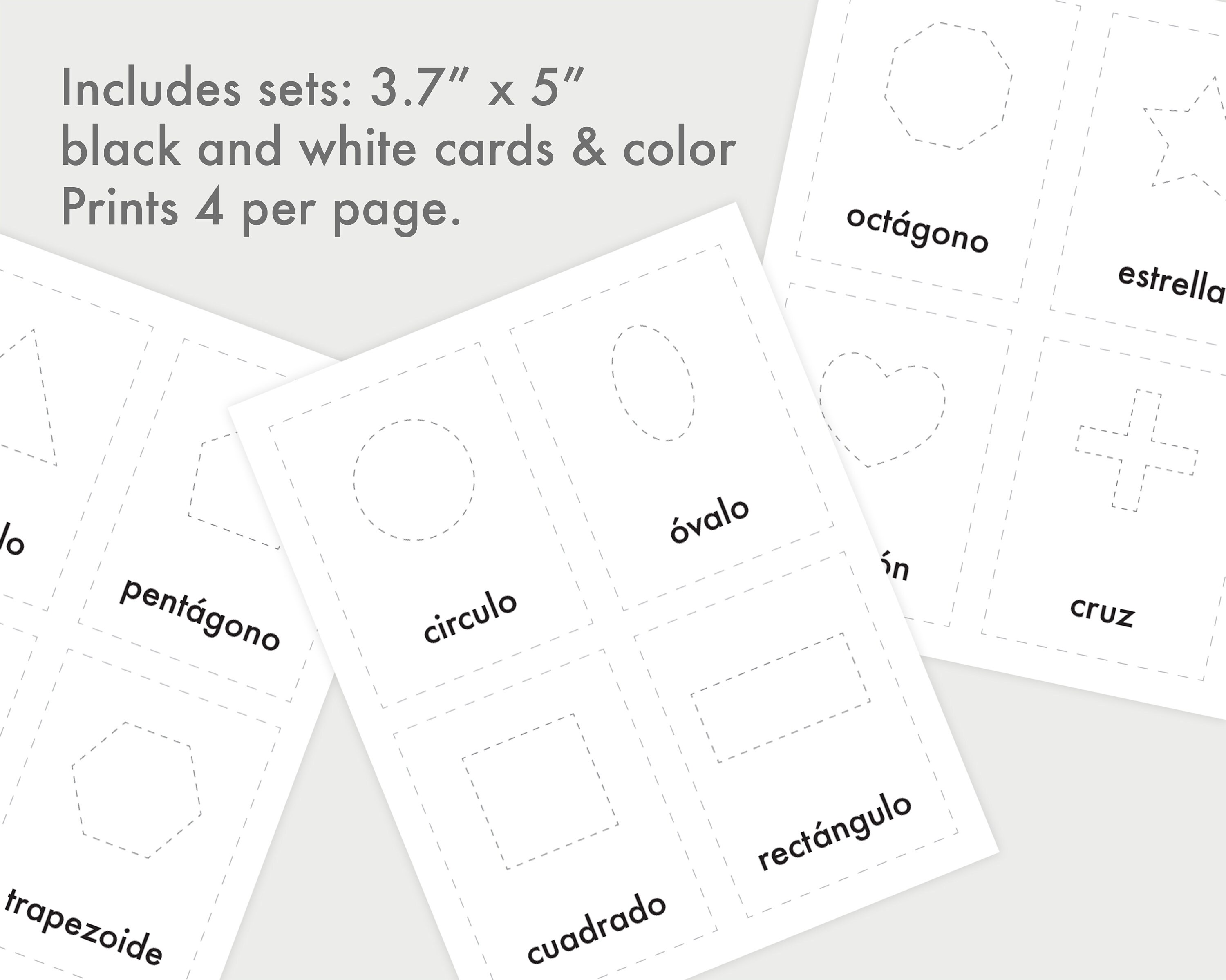 Traceable Shape Spanish Montessori Flashcards | Homeschool Jumbo ...