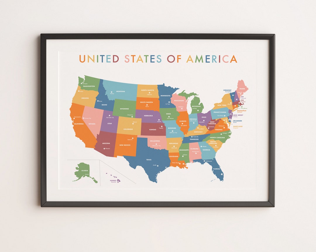 US States and Capital Large Large Map | Map Printable | Map of the ...