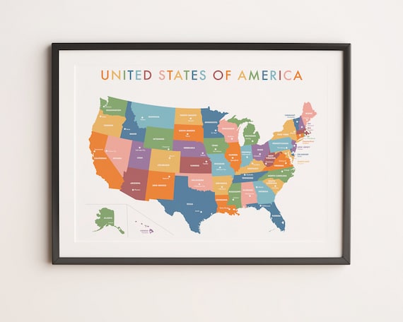 Mapa Imprimible De Estados Unidos Con Las Capitales De Los Estados
