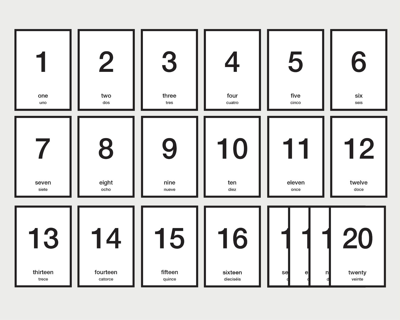 Printable Bilingual Number Flashcards | Mini Counting Cards | Number 1 ...