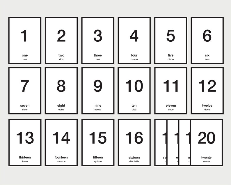 Printable Bilingual Number Flashcards | Mini Counting Cards | Number 1 ...