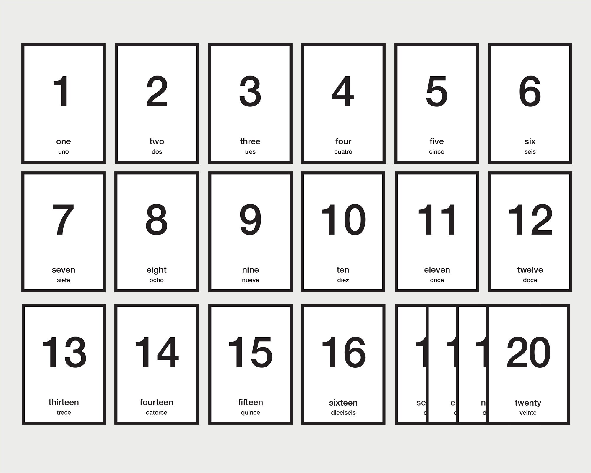 Printable Bilingual Number Flashcards | Mini Counting Cards | Number 1 ...