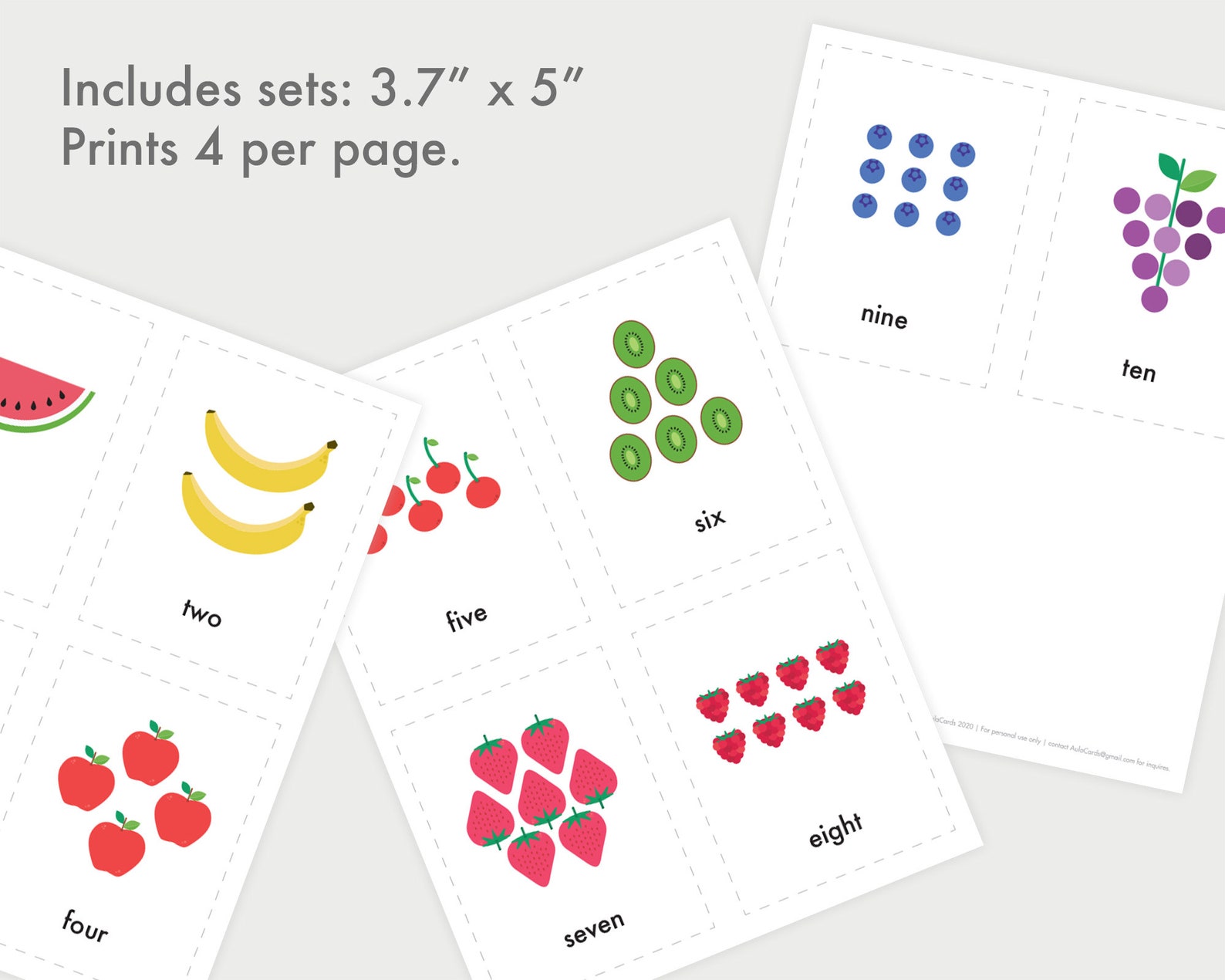 Fruit Counting 1-10 Cards | Counting With Fruit | Minimalistic Design ...