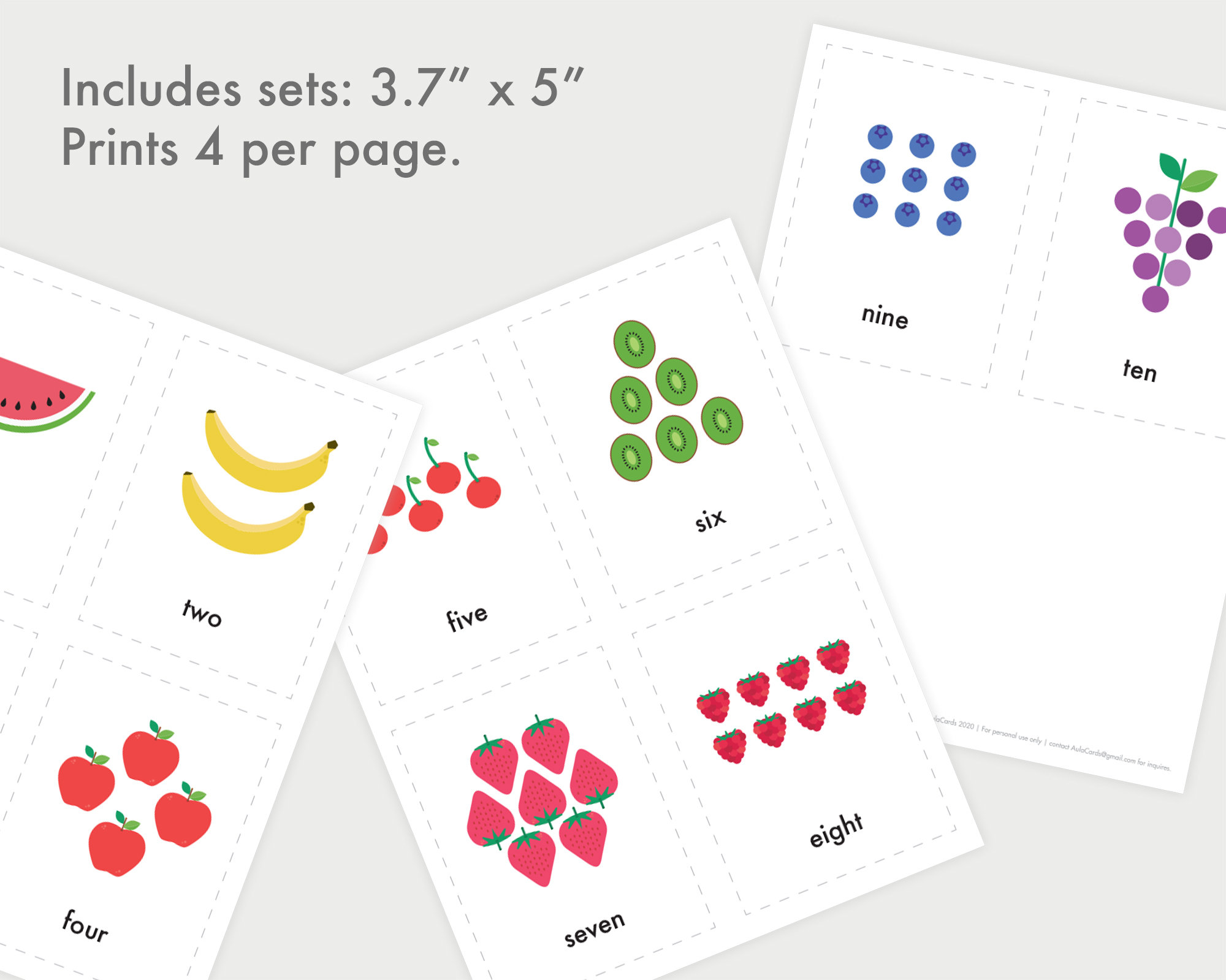 Fruit Counting 1-10 Cards | Counting With Fruit | Minimalistic Design ...