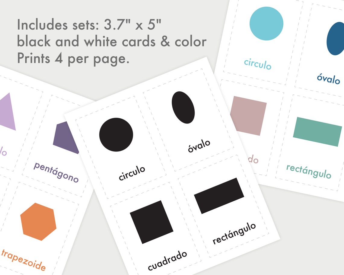 Spanish Shapes Montessori Flashcards | Childcare Center Printable Cards ...