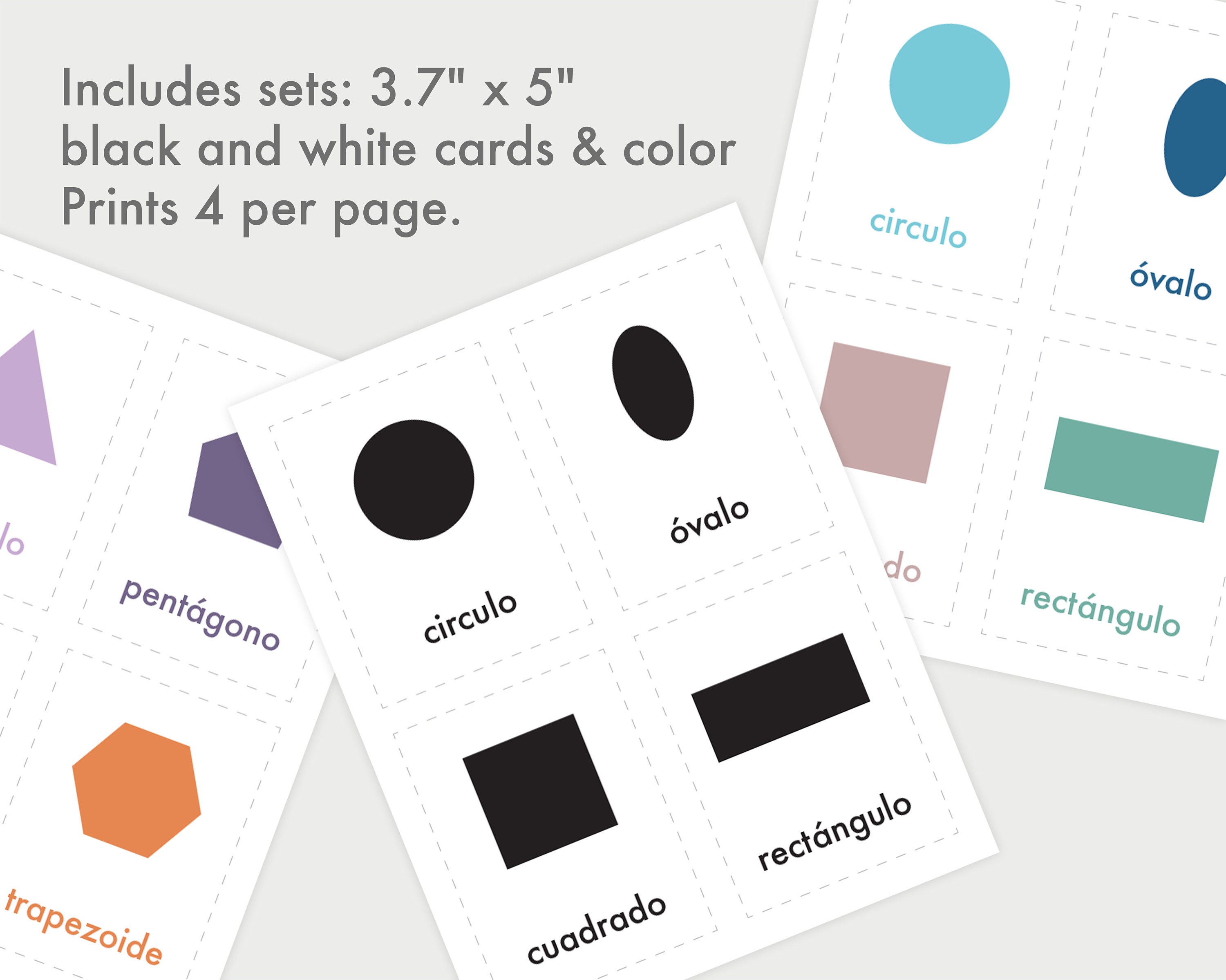 Spanish Shapes Montessori Flashcards | Childcare Center Printable Cards ...