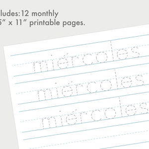 Spanish Days of the Week Tracing Worksheet Spanish Days of the Week ...