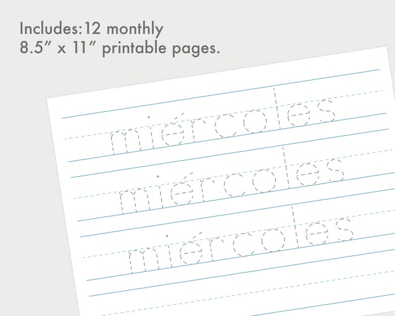 Spanish Days of the Week Tracing Worksheet | Spanish Days of the Week ...