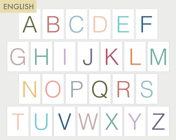 ABC Digital Montessori Flashcards Printable Alphabet Cards | Etsy