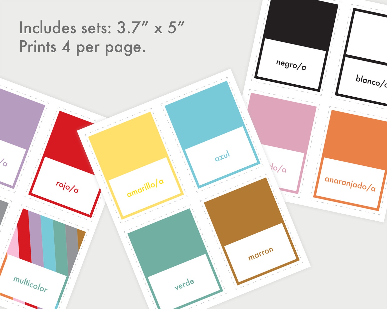 Spanish Montessori Color Flashcards Color Learning Cards Tarjetas De ...
