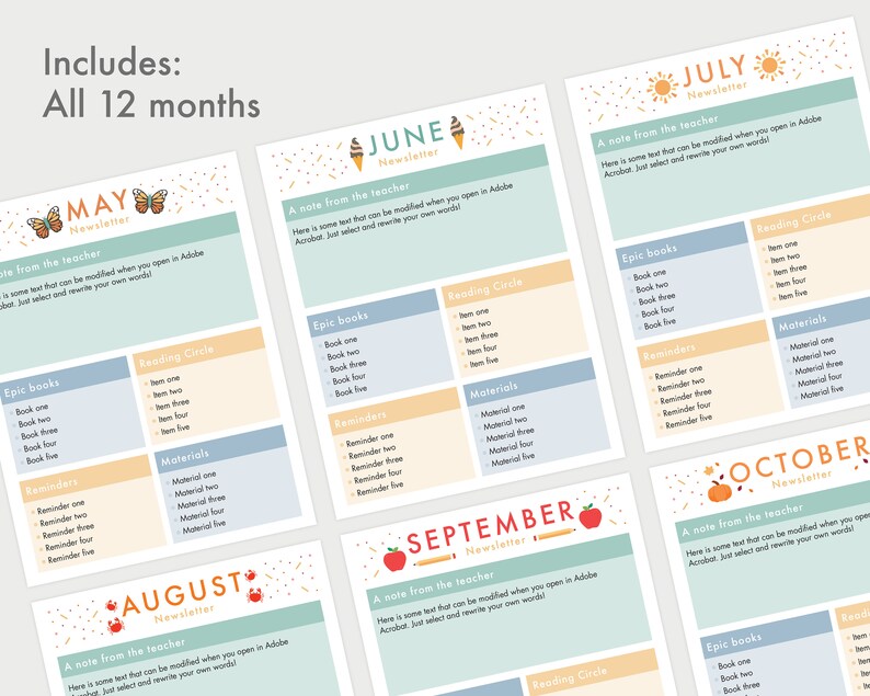 Editable Childcare Monthly Newsletter Editable Monthly Newsletter - Etsy
