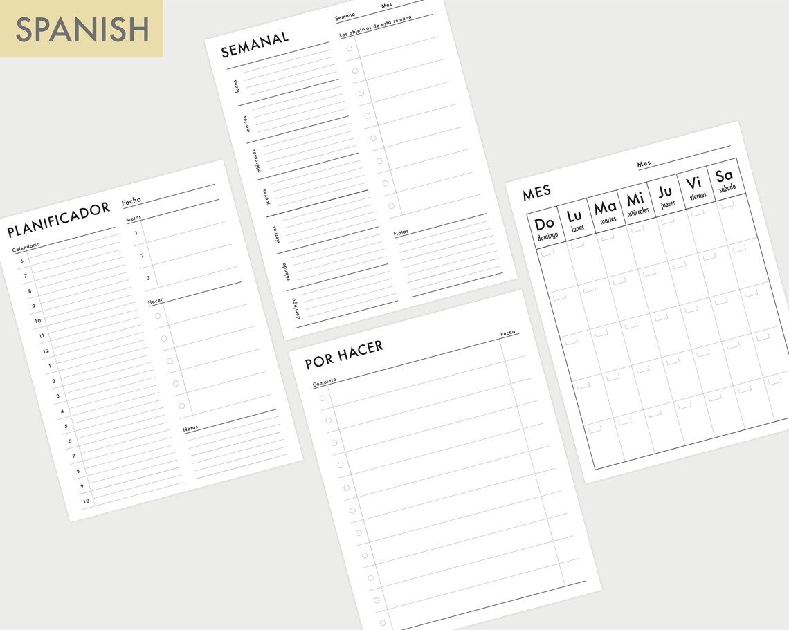 Spanish Daily Planner Spanish Printable Daily Planner Spanish Printable ...