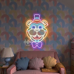 Glamrock FREDDY FNAF Security Breach - LED Neon Sign, Custom Neon, Neon ...