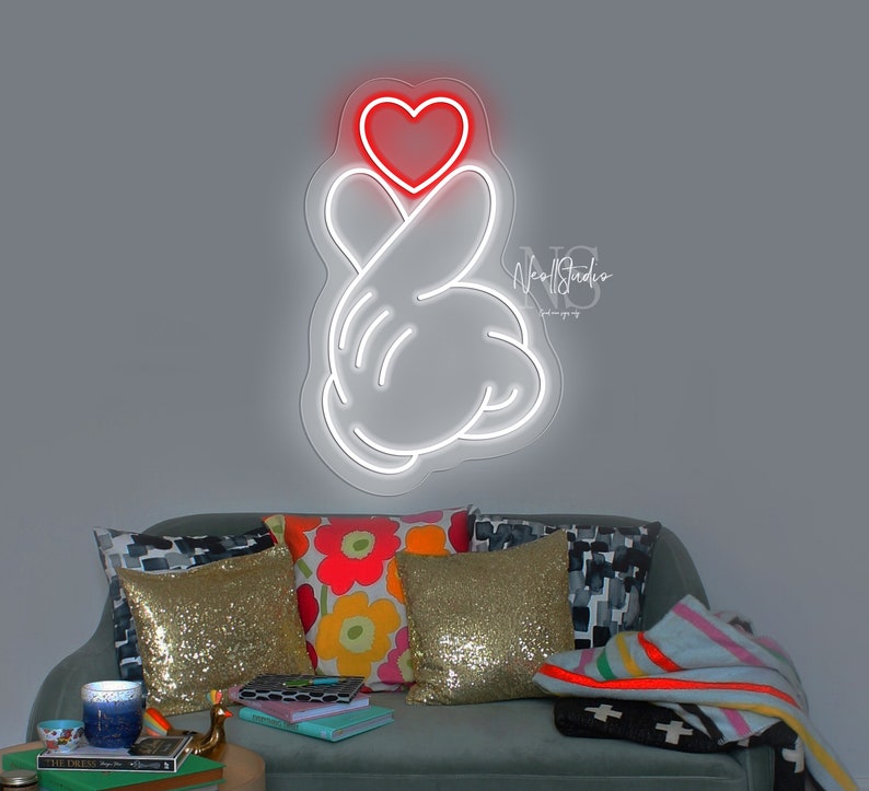 KOREAN FINGER HEART Kpop Led Neon Sign Custom Neon Neon - Etsy