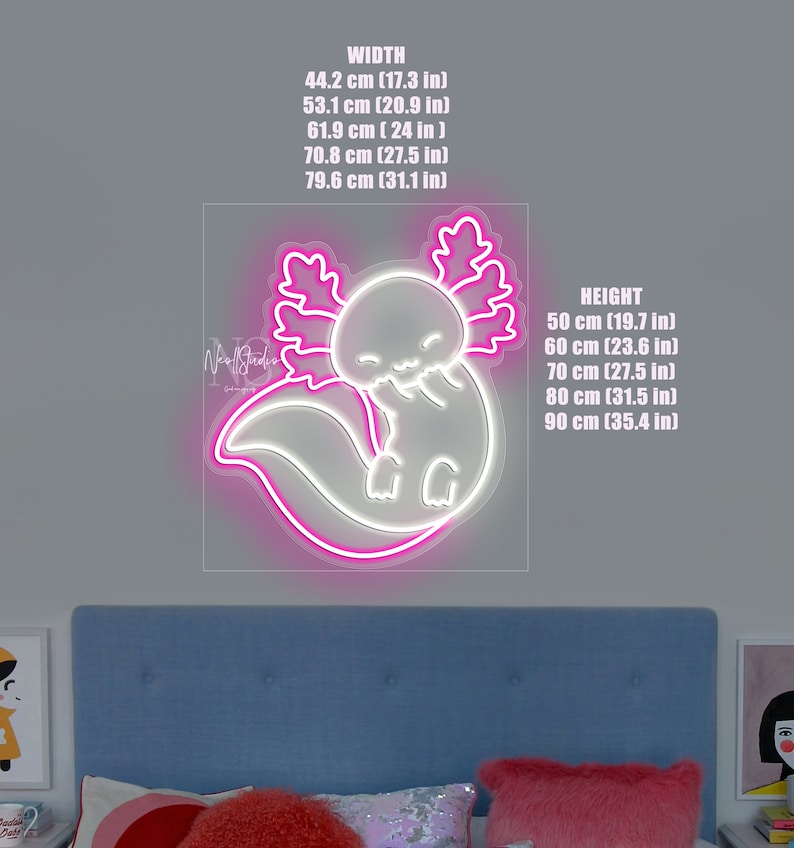 AXOLOTL Cute Kawaii LED Neon Sign Custom Neon Neon Light - Etsy