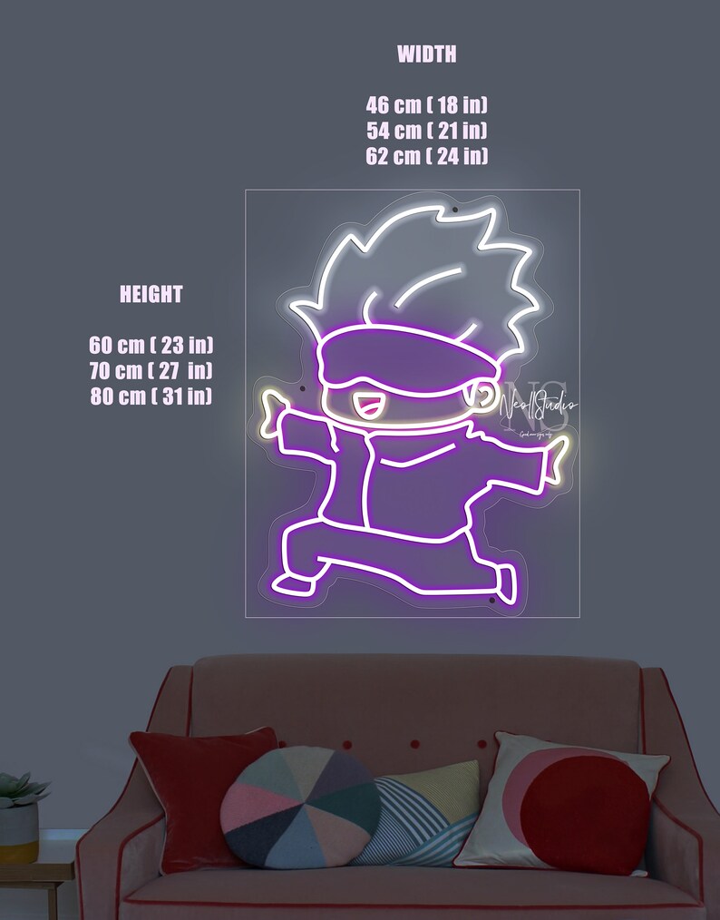 White Haired Anime Sensei – Custom LED Neon Sign, Anime Inspired Light ...