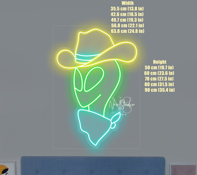ALIEN in COWBOY HAT Cowgirl Led Neon Sign Custom Neon Neon - Etsy