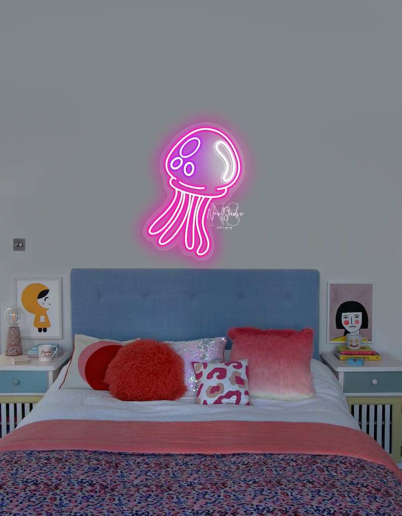 JELLYFISH Cartoon Sponge LED Neon Sign Custom Neon Neon - Etsy