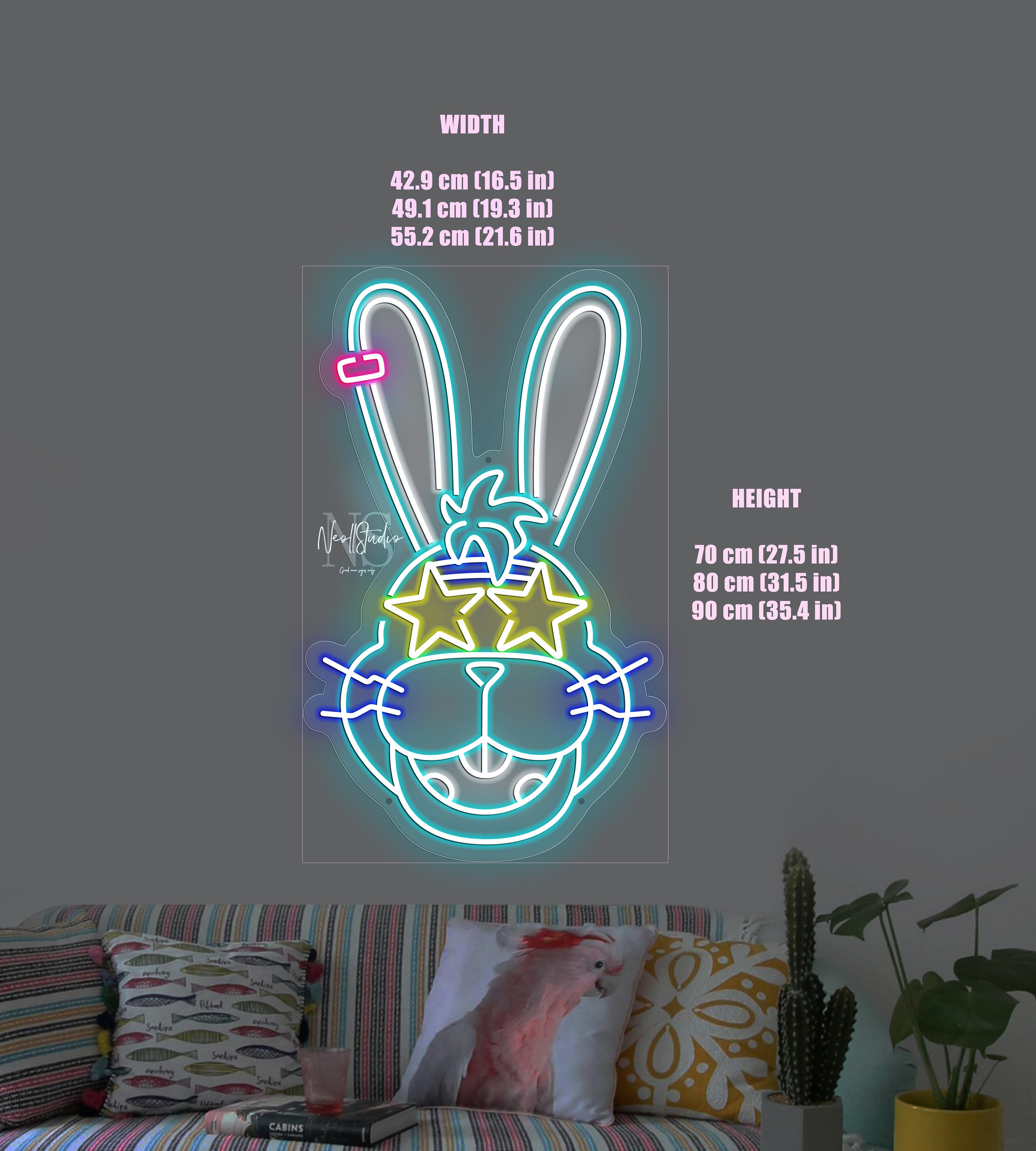 Glamrock BONNIE FNAF Security Breach - LED Neon Sign, Custom Neon, Neon ...