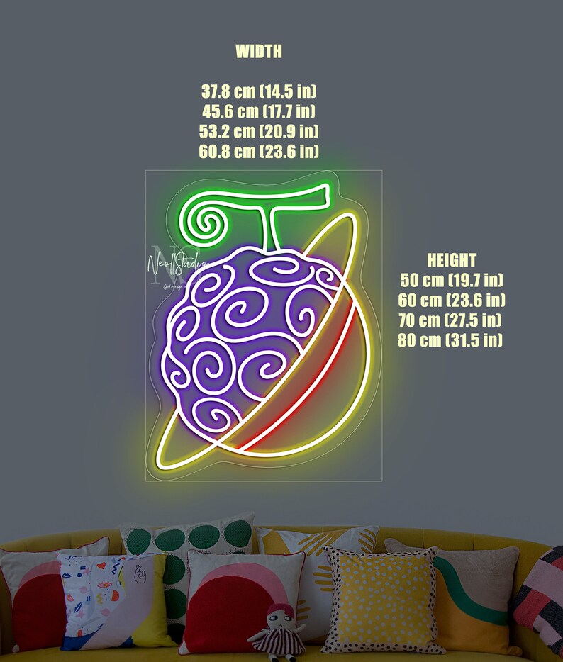 Devil Fruit GOMU GOMU No Mi Anime - LED Neon Sign, Custom Neon, Neon ...