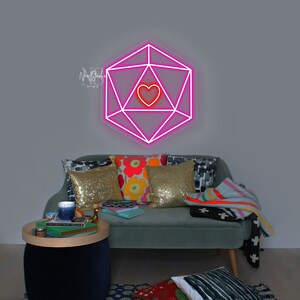 D20 HEART Dragons Game Symbol- LED Neon Sign, Custom Neon, Neon Light ...