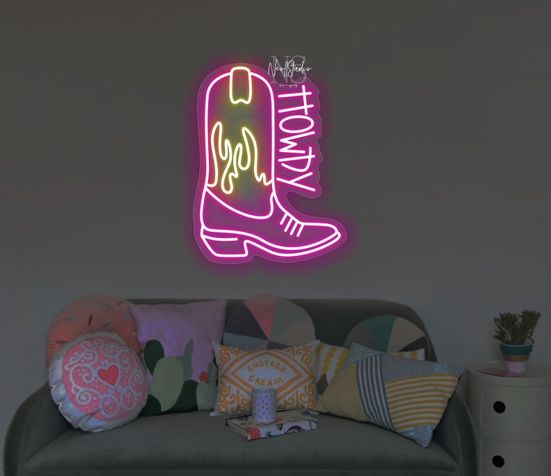 COWBOY COWGIRL BOOTS Howdy Led Neon Sign Custom Neon Neon - Etsy