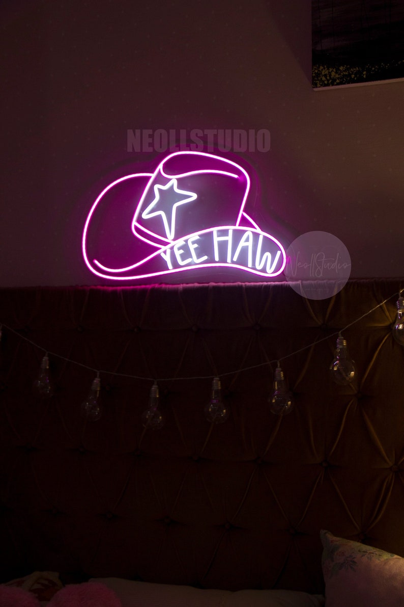 COWBOY HAT Yee Haw LED Neon Sign Custom Neon Neon Light - Etsy