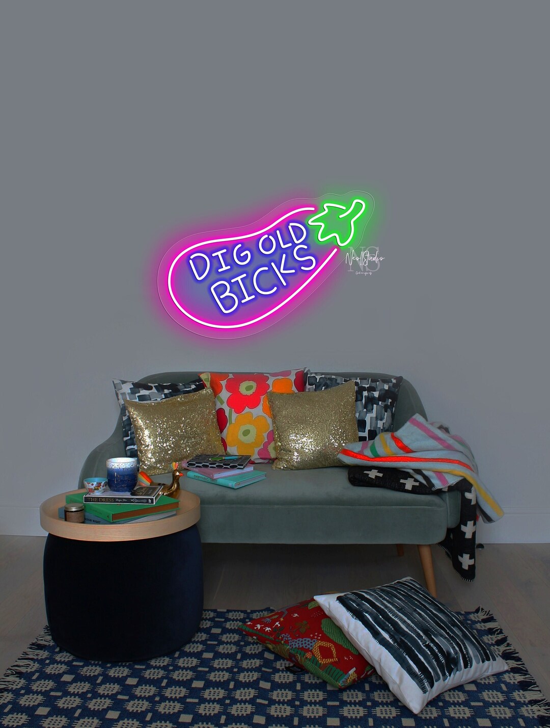 DIG OLD BICKS Neon Cartoon Sign - Led Neon Sign, Custom Neon, Neon ...